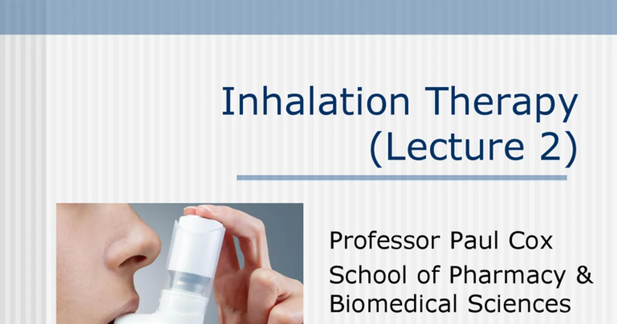 Inhalation Therapy, University of Portsmouth | Algor Library