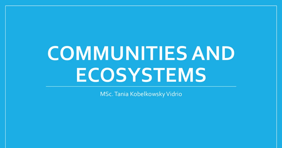 Communities and Ecosystems, University | Algor Library