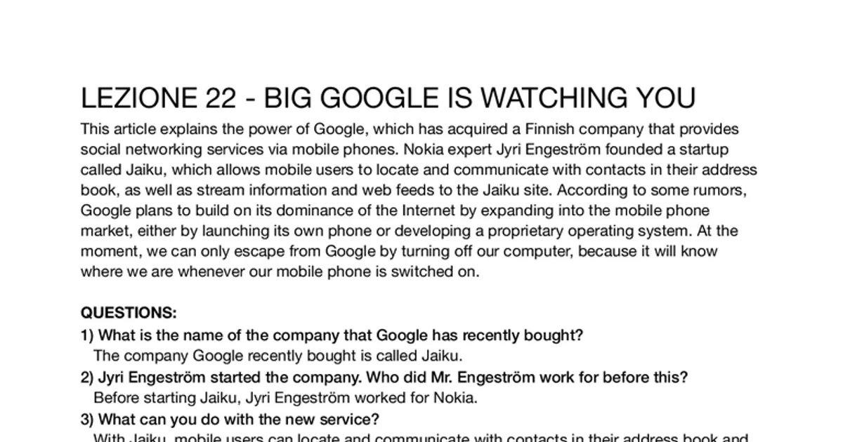 Lezione 22, Big Google Is Watching You | Algor Library