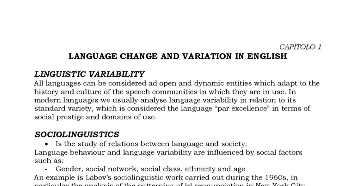 Language Change and Variation in English | Algor Library