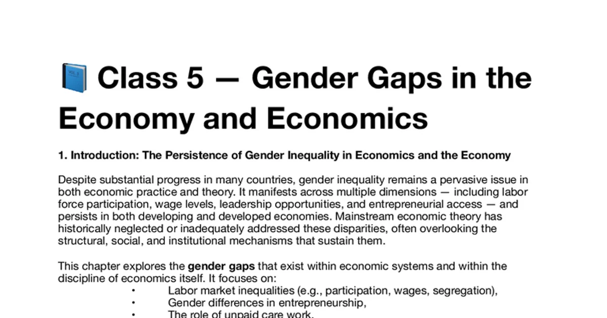 Gender Gaps in the Economy and Economics | Algor Library