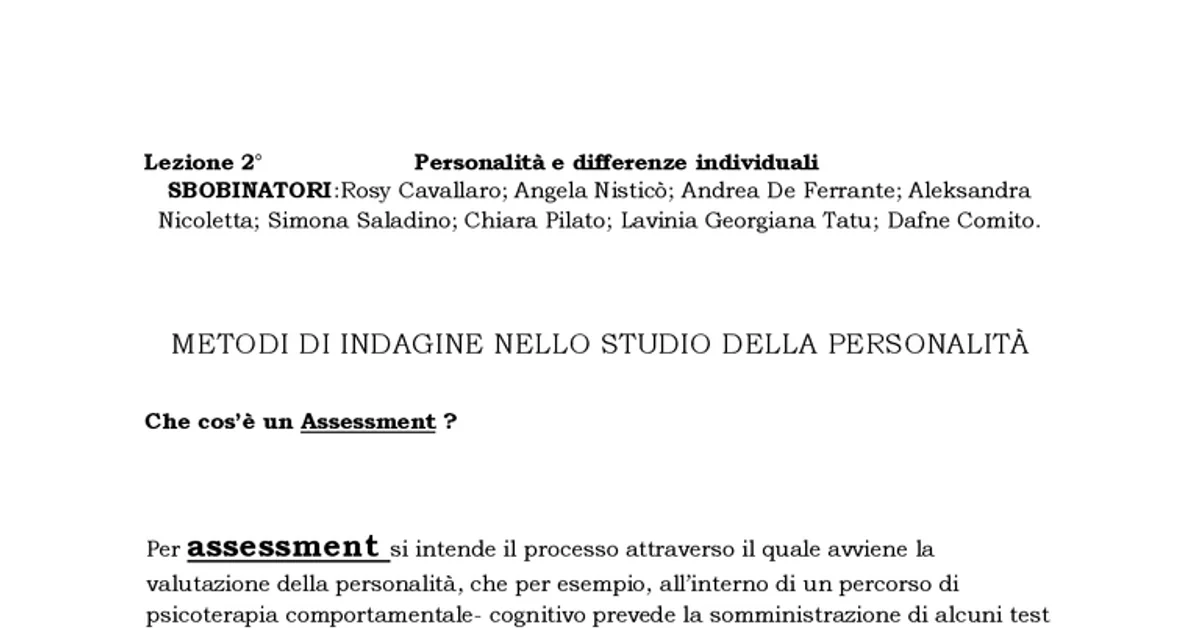 Personalità e differenze individuali, Umg | Algor Library