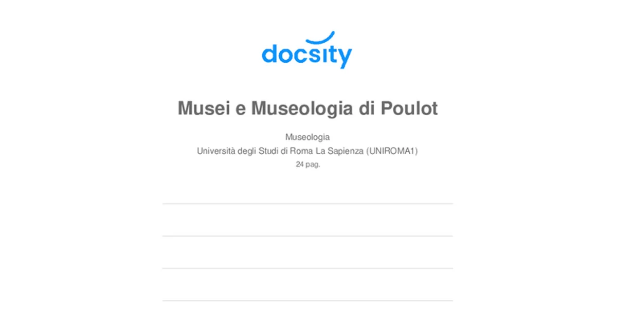 Musei e Museologia di Poulot, Uniroma1 | Algor Library