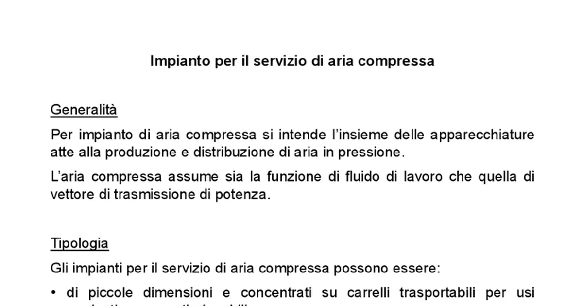 Impianto per il servizio di aria compressa | Algor Library