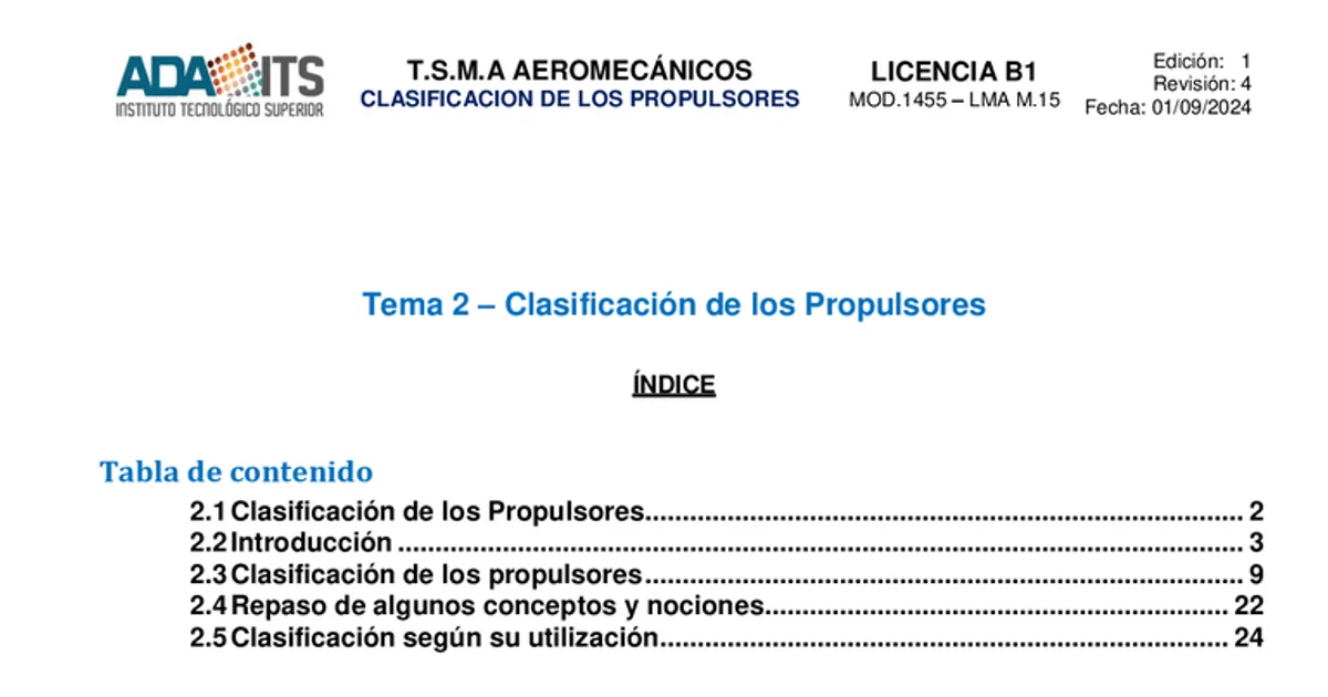 Clasificación de los Propulsores, Ada Its | Algor Library