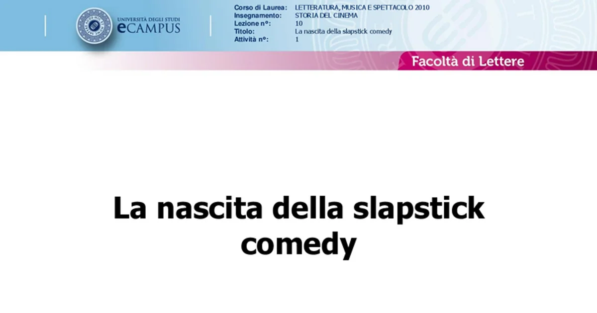 Nascita Slapstick Comedy, eCampus | Algor Library