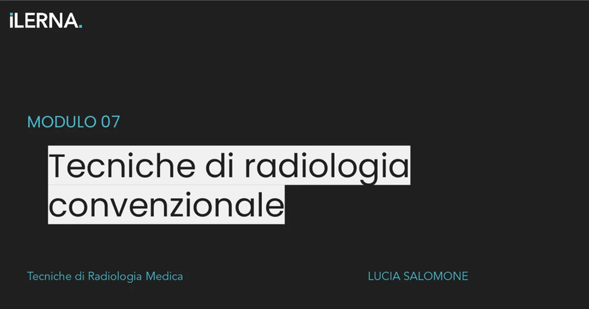 Tecniche di Radiologia Convenzionale, İlerna | Algor Library